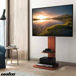 Unho - tv Ständer Holz, tv Standfuss Höhenverstellbar Fernseher Halterung mit Ablage Universal für 32"-65", vesa 600x400mm, bis Max 40kg