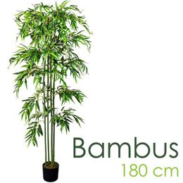 Decovego - Bambus Bambus-Strauch Kunstbaum Kunstpflanze Bambusbaum Baum Künstliche Pflanze Bamboo Künstlich Echtholzstamm Deko Innendekoration 180 cm