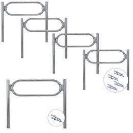 baumarktplus - 5 x Fahrradanlehnbügel 115 x 124 cm Stahl feuerverzinkt ø 60 mm grau Einbetonieren Fahrradständer Parker Typ o