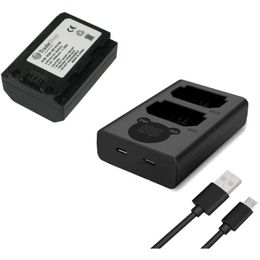 2in1 Set: Akku + usb Doppel Akku Dual lcd Schnell-Ladegerät für 2 Akkus für Sony Alpha 7R iv ILCE-7RM4 A7R iv A7R4 Alpha 9 ILCE-9 A9 A9S 9S A9R 9R