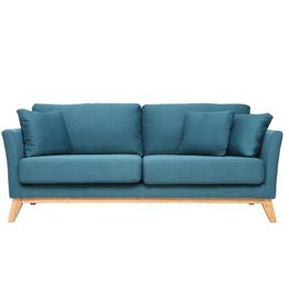 Miliboo - Sofa skandinavisch 3 Plätze Blau Holzbeine oslo