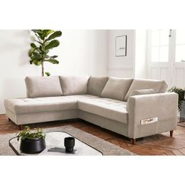 Anna – ecksofa mit schlaffunktion – 5-sitzer – moderner stil – links - beige