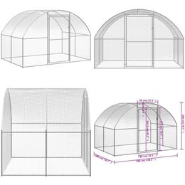 vidaXL Outdoor-Hühnerstall 3x2x2 m Verzinkter Stahl - Hühnerstall - Hühnerställe - Home & Living - Silber