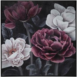 Bemalte Leinwand Blume gerahmt 58 × 58 cm Atmosphera Créateur D'intérieur