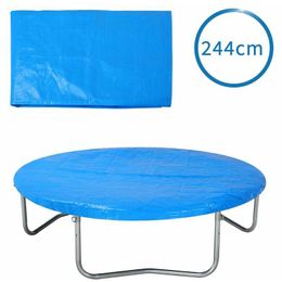 Monzana Trampolin Abdeckung Ø 183/244/305/366/427 cm blau reißfest UV-beständig Wetterschutzplane Trampolinschutz Abdeckplane Regenabdeckung 244cm