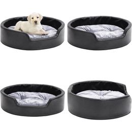 vidaXL - Hundebett Schwarz-Grau 69x59x19 cm Plüsch und Kunstleder - Hundebett - Hundebetten - Home & Living - Schwarz