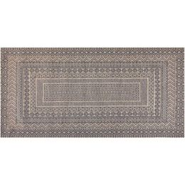 Beliani Teppich Beige u. Grau aus Jute 80 x 150 cm Rechteckig Geometrisches Muster für Wohnzimmer Schlafzimmer Flur