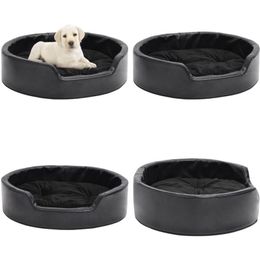 vidaXL - Hundebett Schwarz 69x59x19 cm Plüsch und Kunstleder - Hundebett - Hundebetten - Home & Living - Schwarz