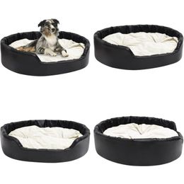 vidaXL - Hundebett Schwarz-Beige 99x89x21 cm Plüsch und Kunstleder - Hundebett - Hundebetten - Home & Living - Schwarz