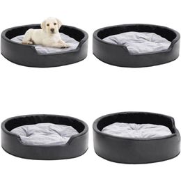 vidaXL - Hundebett Schwarz-Grau 79x70x19 cm Plüsch und Kunstleder - Hundebett - Hundebetten - Home & Living - Schwarz