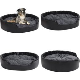 vidaXL - Hundebett Schwarz-Dunkelgrau 99x89x21 cm Plüsch und Kunstleder - Hundebett - Hundebetten - Home & Living - Schwarz