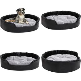 vidaXL - Hundebett Schwarz-Grau 90x79x20 cm Plüsch und Kunstleder - Hundebett - Hundebetten - Home & Living - Schwarz