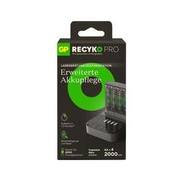Gp Batteries USB Akkuladeger&auml;t RECYKO PRO P461, 4 Ladeslots, inkl. Docking Station D461 grau, inkl. 4x GP RECYKO PRO Akkus AA 2.000mAh