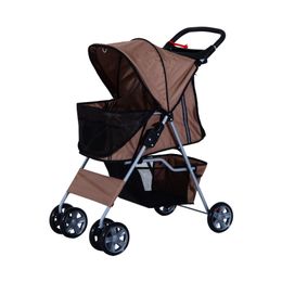 PawHut Pet Stroller mit Gitternetz kaffeebraun 75 x 45 x 97 cm (LxBxH)