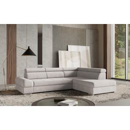 Sit & More Ecksofa SIT & MORE "Broadway L-Form", grau (hellgrau), B:270cm H:79cm T:213cm, 90% Polyester, 10% Polyamid, Sofas, Ecksofa, mit verstellbaren Kopfteilen, wahlweise mit Bettfunktion
