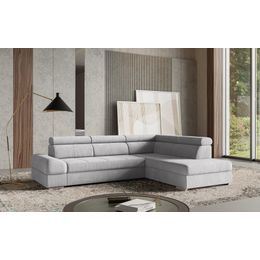 Sit & More Ecksofa SIT & MORE "Broadway L-Form", silber, B:270cm H:79cm T:213cm, 90% Polyester, 10% Polyamid, Sofas, Ecksofa, mit verstellbaren Kopfteilen, wahlweise mit Bettfunktion