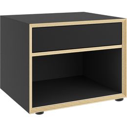 Müllermöbel Nachtkommode MÜLLER SMALL LIVING "Vertiko kleine Kommode" Sideboards Gr. B/H/T: 50 cm x 40,5 cm x 42,5 cm, Schubkasten oben, 1, schwarz (schwarz matt, birke) auf Gehrung fest verleimt