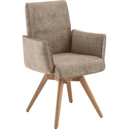 K+w Komfort & Wohnen Drehstuhl K+W KOMFORT & WOHNEN, beige (sand 35, asteiche natur), B:61cm H:91cm T:62cm, Stühle, Drehstuhl Esszimmerstuhl, Armlehnenstuhll mit 360 Drehfunktion massives Holzuntergestell