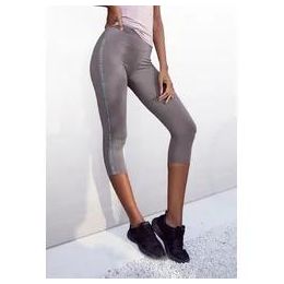 Caprileggings Lascana ACTIVE Gr. M (40/42), N-Gr, grau (stone), Damen, Jersey, Obermaterial: 95% Baumwolle, 5% Elasthan, unifarben, Hosen, mit breitem Komfortbund