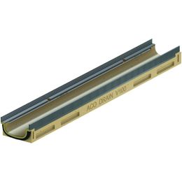 Aco Drain Multiline Seal in Flachrinne mit senkrechtem Rohranschluss, Stahl verzinkt, 80 mm,V100