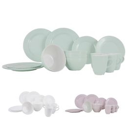 Gimex Melamin Geschirr Set Vivid Royal Line Pastell Camping Essgeschirr Teller Farbe: Hellgrün