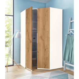 Eckkleiderschrank wimex "Level by fresh to go" Schränke Gr. H: 236 cm, weiß (weiß, plankeneichefarben)