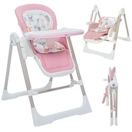 BABY VIVO 3in1 Kinderhochstuhl / Babywippe h&ouml;henverstellbar f&uuml;r Kinder - Lulu in Rosa