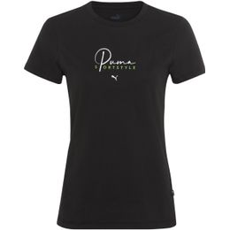 Puma® T-Shirt, Rundhals-Ausschnitt, Logo-Design, für Damen, schwarz, M