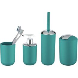 Wenko - Bad-Accessoire Set Brasil Petrol, 4-teilig - Türkis