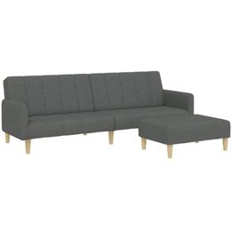 Schlafsofa 2-Sitzer mit Fußhocker Dunkelgrau Stoff vidaXL