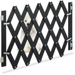 Relaxdays Hundeabsperrgitter, ausziehbar bis 108,5 cm, 47,5-60 cm hoch, Bambus, Hunde Schutzgitter Treppe & Tür, schwarz