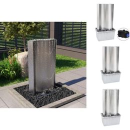 vidaXL Brunnen & Wasserfälle - Living Gartenbrunnen Silbern 60,2x37x122,1 cm Edelstahl - Silber