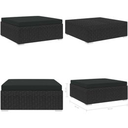 vidaXL Modular-Fußhocker 1 Stk. Mit Kissen Poly-Rattan Schwarz - Fußablage - Fußbank - Home & Living - Schwarz