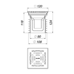 Dallmer Pronto Bodenablauf 120x120mm DN 100 700063