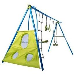 Schaukelkombination SANDORA Schaukeln blau (blau, grün) Kinder 6 Funktionen, Aufbaumaße H x L B 180 136 383 cm