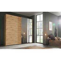 Schwebetürenschrank Quadra - holzfarben - 226 cm - 210 cm - 62 cm - Sconto