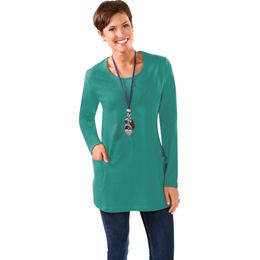 Damen Longshirt mit aufgesetzten Taschen smaragd, Gr&ouml;&szlig;e 38
