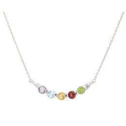 Vivance Kette mit Anhänger »colourful gemstones« Silber 925 Collier aus rhodiniertem Sterlingsilber (925er-Silber)
