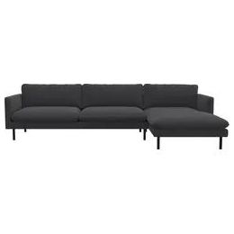 Ecksofa FLEXLUX "Bolzano" Sofas Gr. B/H/T: 294cm x 61cm x 165cm, Lederoptik, Chaiselongue rechts, schwarz (gorilla black) Sitzaufbau mit Kaltschaum & Stahl-Wellen, loose Sitz -& Rückenkissen