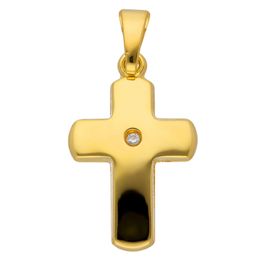 Adelia´s Ketten-Anhänger ADELIA´S "585 Gold Kreuz Anhänger" Schmuckanhänger Gr. 0,008 ct VVS = sehr sehr kleine Einschlüsse mit Diamant, Gelbgold 585, goldfarben (gold) Damen Anhänger mit Diamant Goldschmuck für & Herren