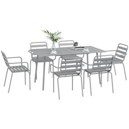 Outsunny Sitzgruppe mit 6 Stühlen grau 150B x 80T x 74H cm