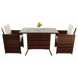 Vcm 3-tlg Gartenm&ouml;bel Set Sitzgruppe Essgruppe 1xTisch, 2x St&uuml;hle Tisch Ma&szlig;e ca. H. 74 x B. 114 x T. 64 cm Rattan Garten Set - Raloso
