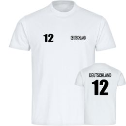 multifanshop® Kinder T-Shirt - Deutschland - Trikot 12 - Druck schwarz