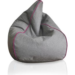 Kinzler Sitzsack, Leinenoptik mit Neon-Piping, Magenta