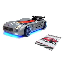 Autobett Kinderbett "Rio Roadster" LED Sound Sportsitze Lattenrost Spoiler 90x190 cm