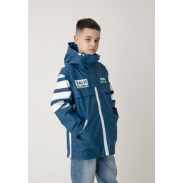 Outdoorjacke Gulliver, Jungen, Gr. 164, blau (blau, weiß), 100% Polyester, bedruckt, mehrfarbig, lang, ohne Ausschnitt, Jacken, mit kontrast Print und Kapuze