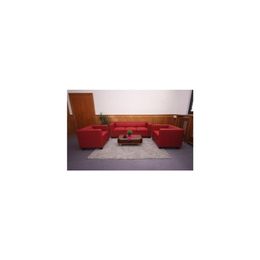 MCW 3-1-1 Couchgarnitur Lille ~ Leder, rot