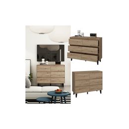 VICCO Sideboard Bahia Eiche 120 x 92 cm mit 6 Schubladen