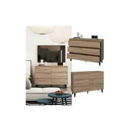 VICCO Sideboard Bahia Eiche 139 x 92 cm mit 6 Schubladen