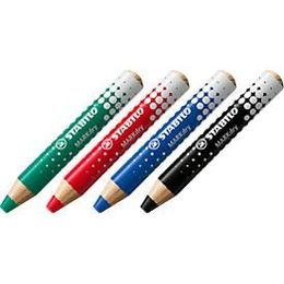 Whiteboard Marker Stabilo MarkDry, Rundpsitze, 1-10 mm, schnell trocknend, 4er Etui, schwarz/blau/rot/grün